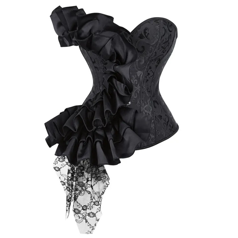 Corpete Corset Corselet Espartilho Babado Estiloso Renda Elegante Festa ...