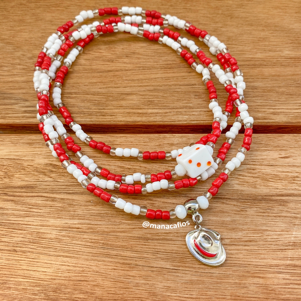 Colar Malandros Zé Pelintra Maria Navalha Guia de Umbanda Fio de Conta Vermelho e Branco com ...