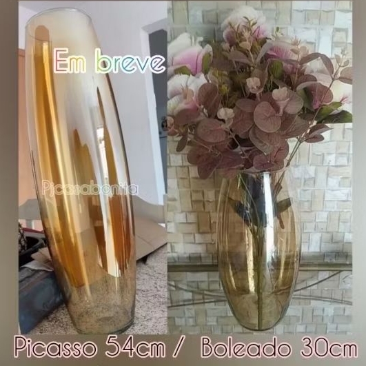 Vaso Picasso54cm ou boleado 30cm espetacular âmbar vidro reciclado ...