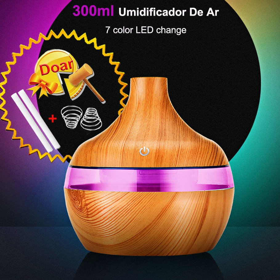 Umidificador De Ar E Aromatizador De Ambiente Com Led USB Portátil ...