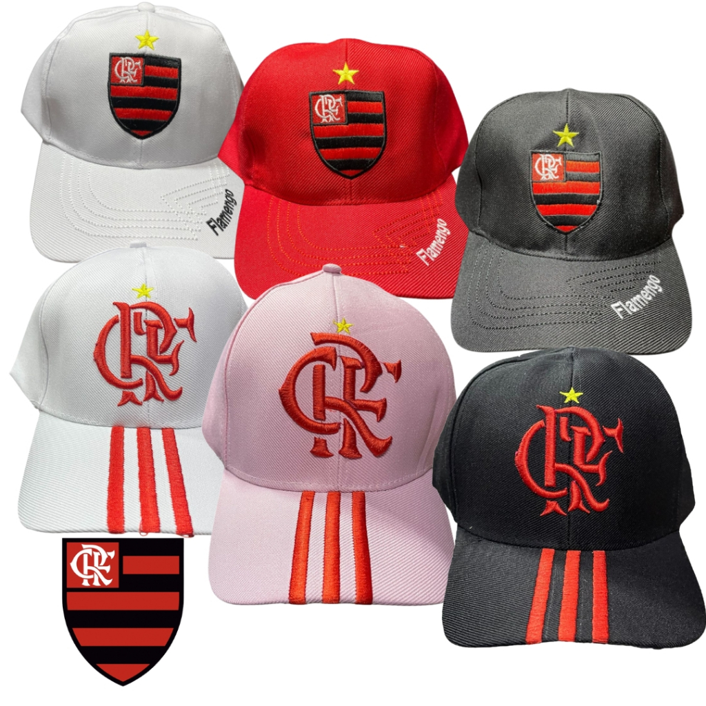 Bone Aba Curva Fita Velcro Boné de Time Flamengo Boné Esportivo - Faz a ...