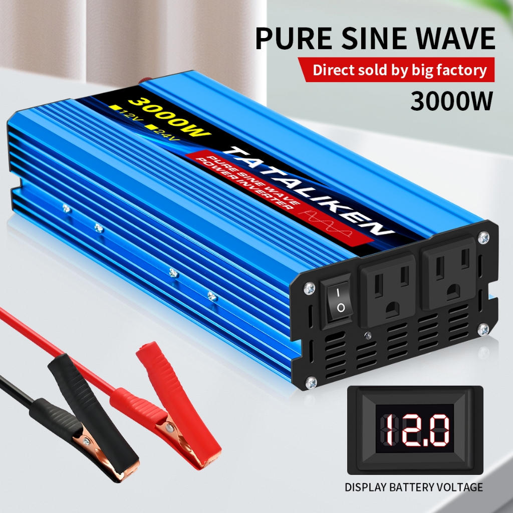 Inversor De Onda Senoidal Pura 3000W 2500W 2200W 1600W 1000W DC 12V/24V Para AC 110V Automotivo ...