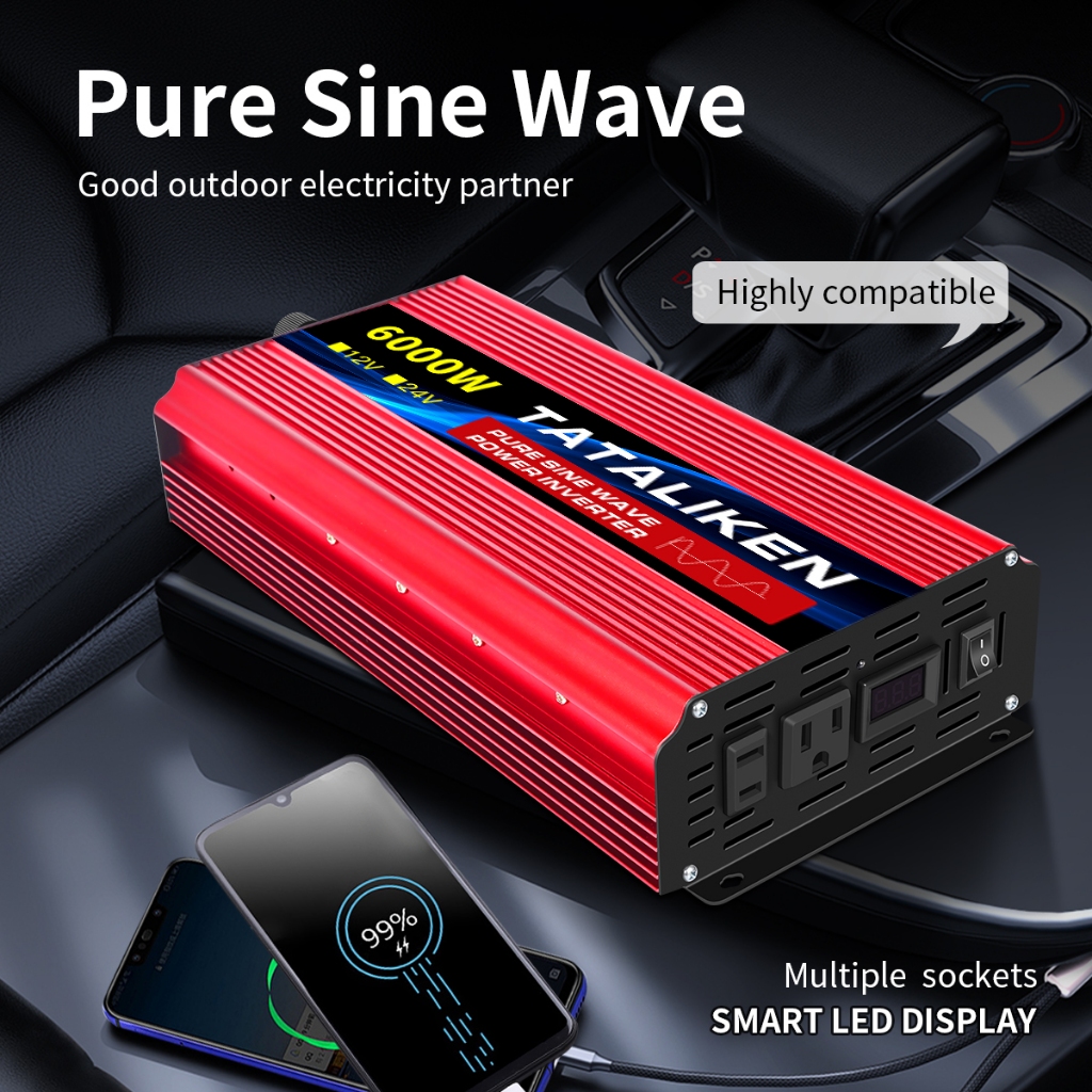 Inversor De Onda Senoidal Pura 3500W/4500W/6000W DC 12V/24V Para AC 110V Automotivo Conversor De ...