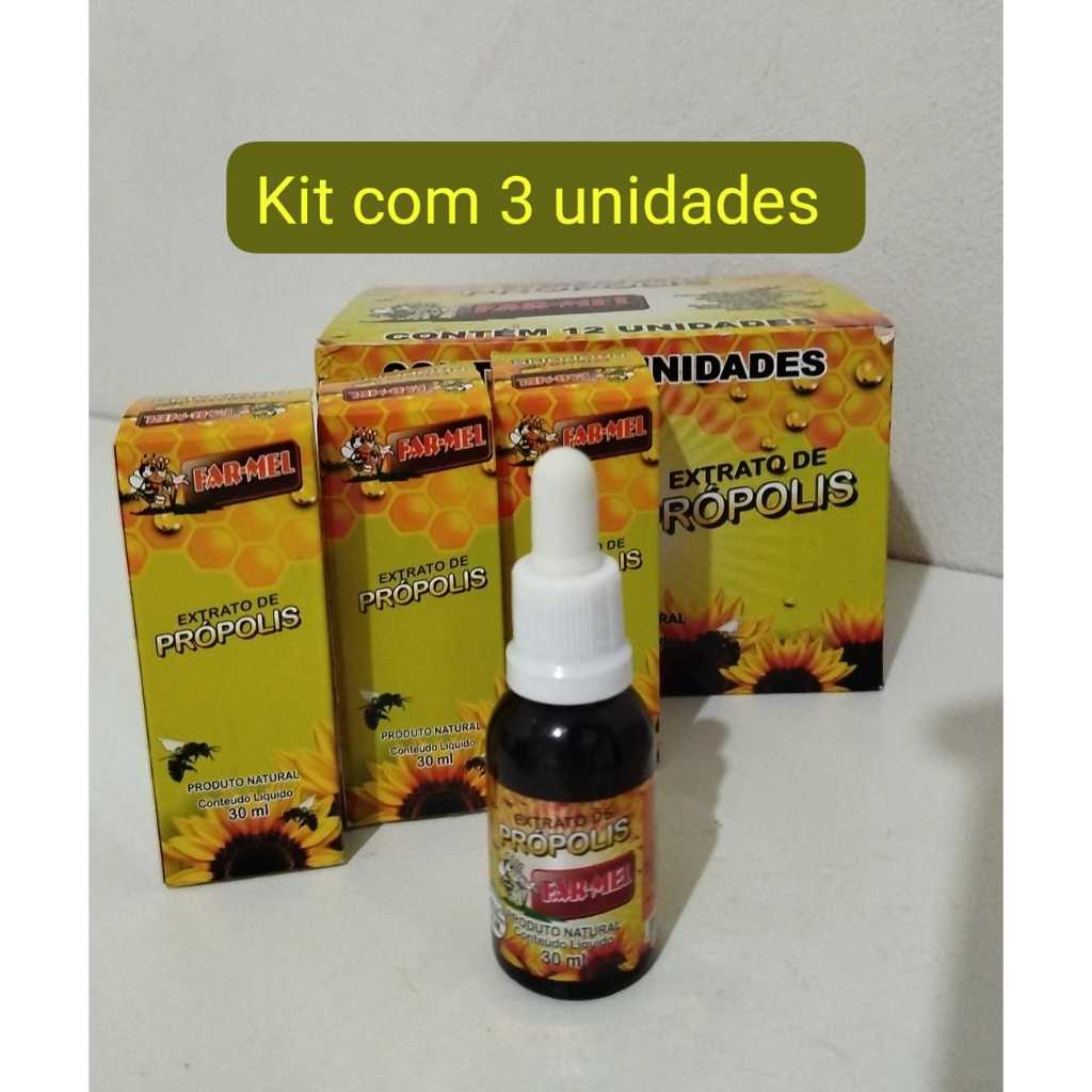 Kit 3 Unidades Extrato De Própolis Puro - Com Conta Gotas - 30ml ...