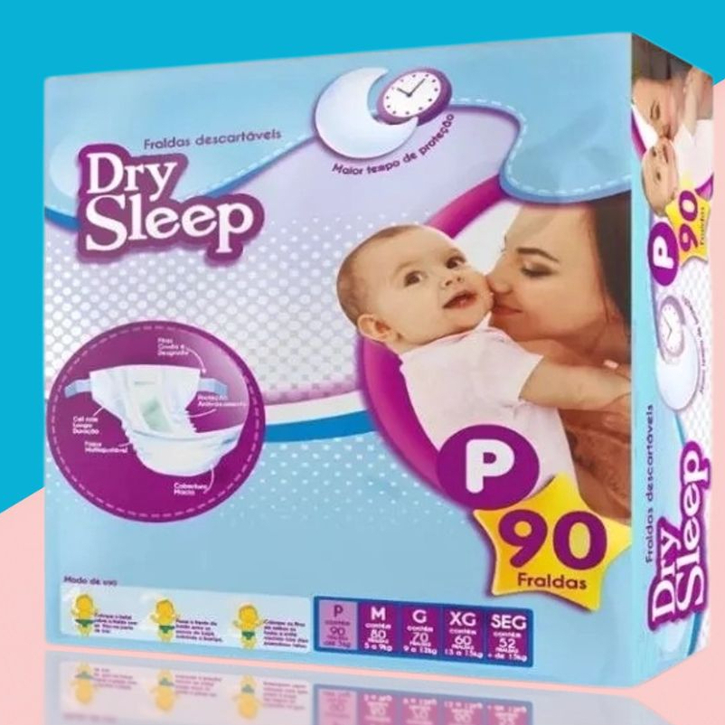 Fralda Descartável Pacotão Infantil Toque de Algodão - Dry Sleep P 90 ...