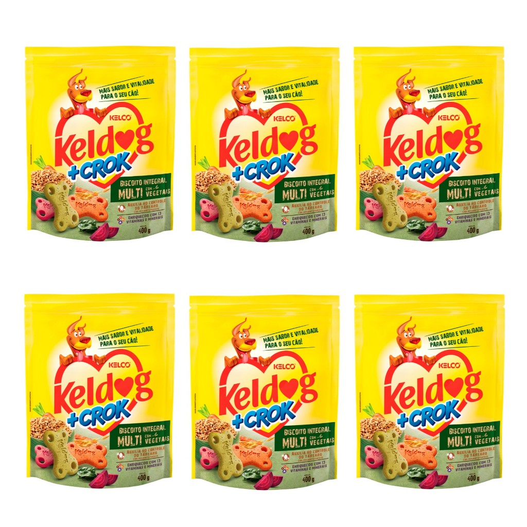 Kelco KIT Keldog + Crok Biscoito Integral Multi 400g - 6 Unidades ...