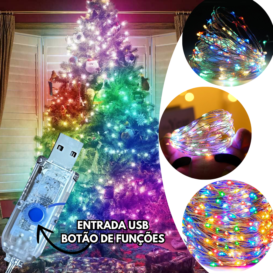 Pisca Pisca LED Colorido Usb Rgb 10M 100 Leds Árvore Natal Decoração À ...