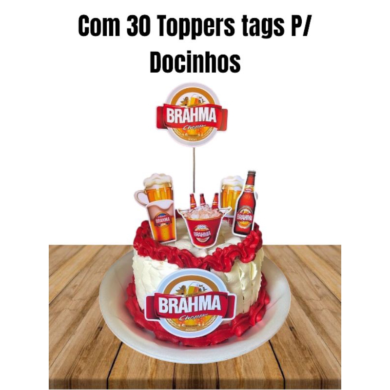 Topo de bolo personalizado tema Boteco/Churrasco/51/ Brahma Toppers ...