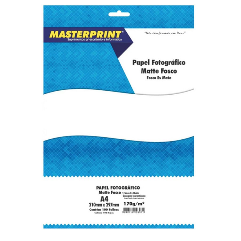 Papel Foto Matte Fosco Masterprint 170G A4 - 100 Folhas | Shopee Brasil