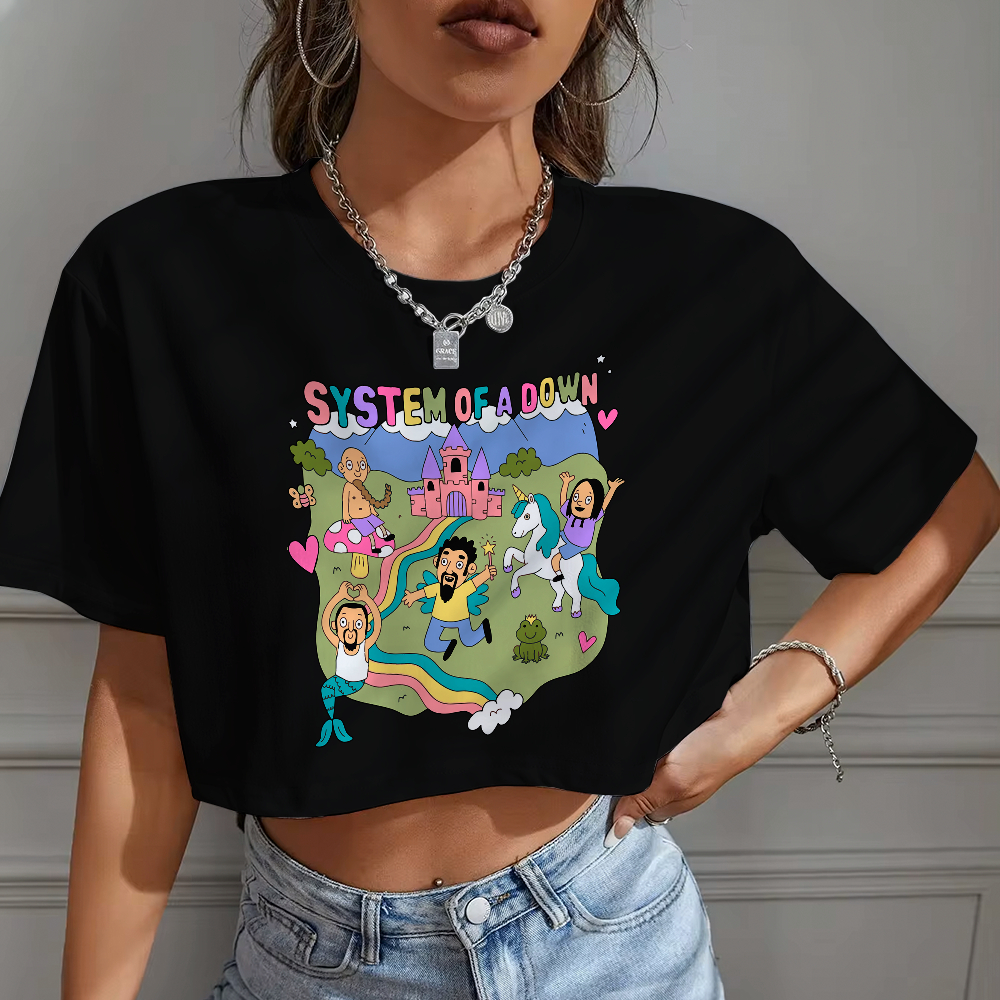 Blusa Cropped Top Estilosa Oversized Feminina Versão System Of A Down ...