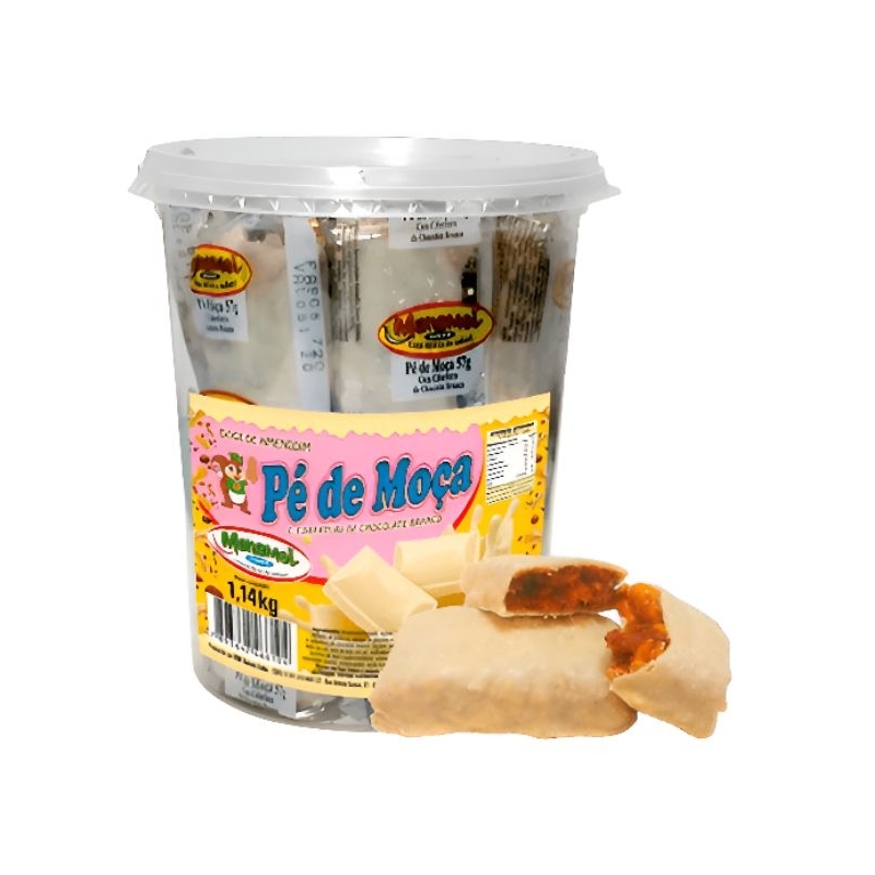 Doce Pé de Moça Manamel com cobertura chocolate branco pote 1,06kg com ...