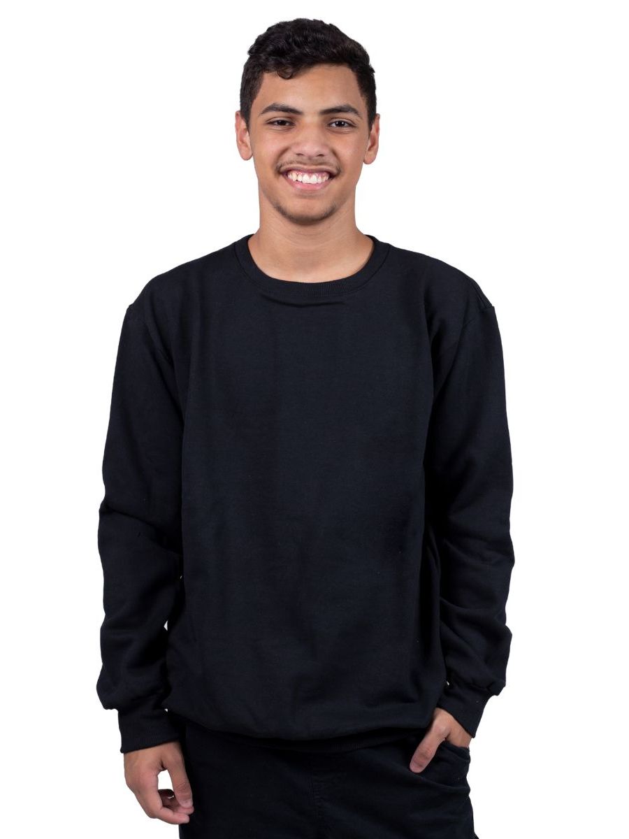 Kit 2 Moletom masculino careca/ sem capuz gola redonda liso | Shopee Brasil