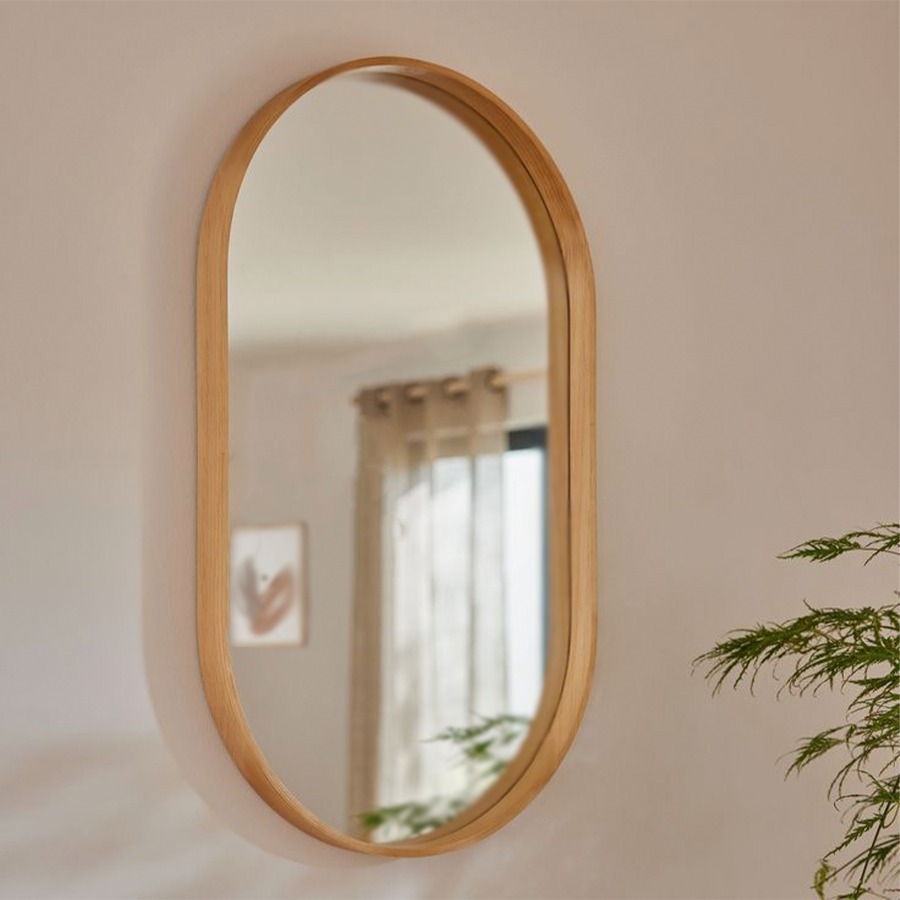 Espelho Oval Madeira Medio Moderno | Shopee Brasil