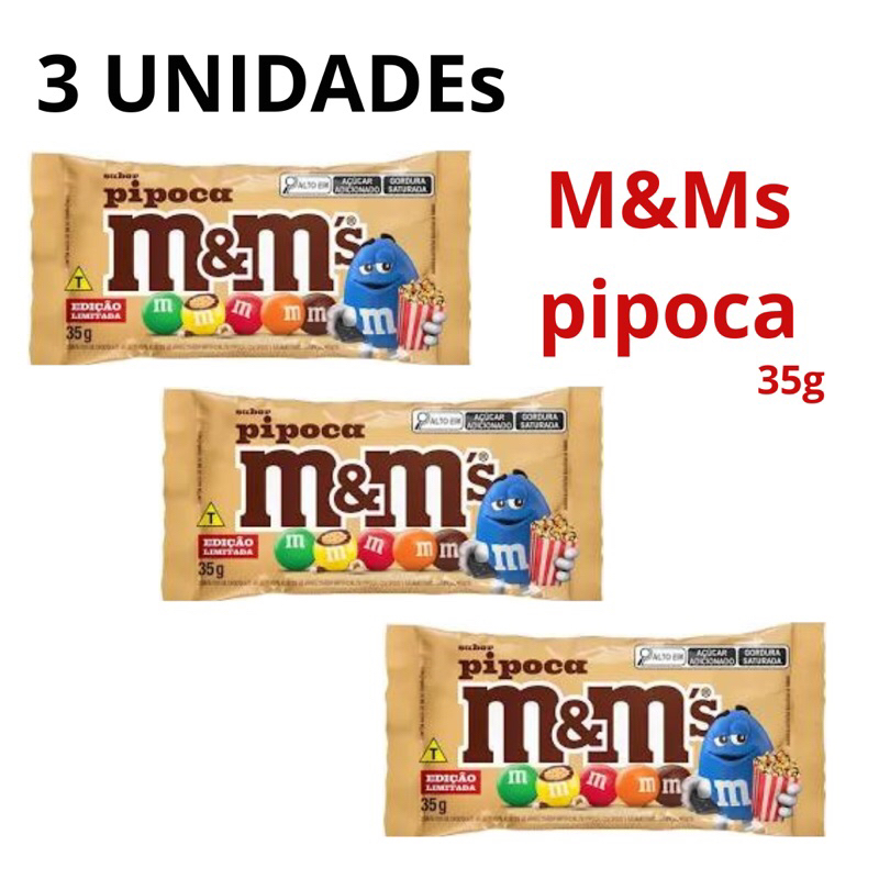Kit 3 Chocolate M&Ms Sabores 35g/45g Chocolate Mms pipoca Novo MMs ...