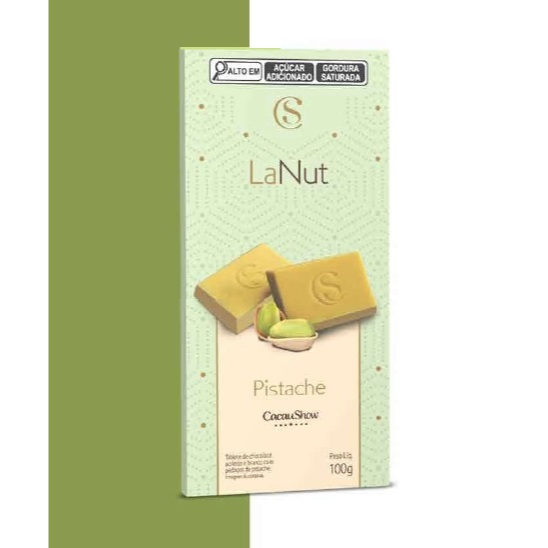 Tablete Barra de Pistache BRANCO Lanut 100g Chocolate branco Cacau Show ...