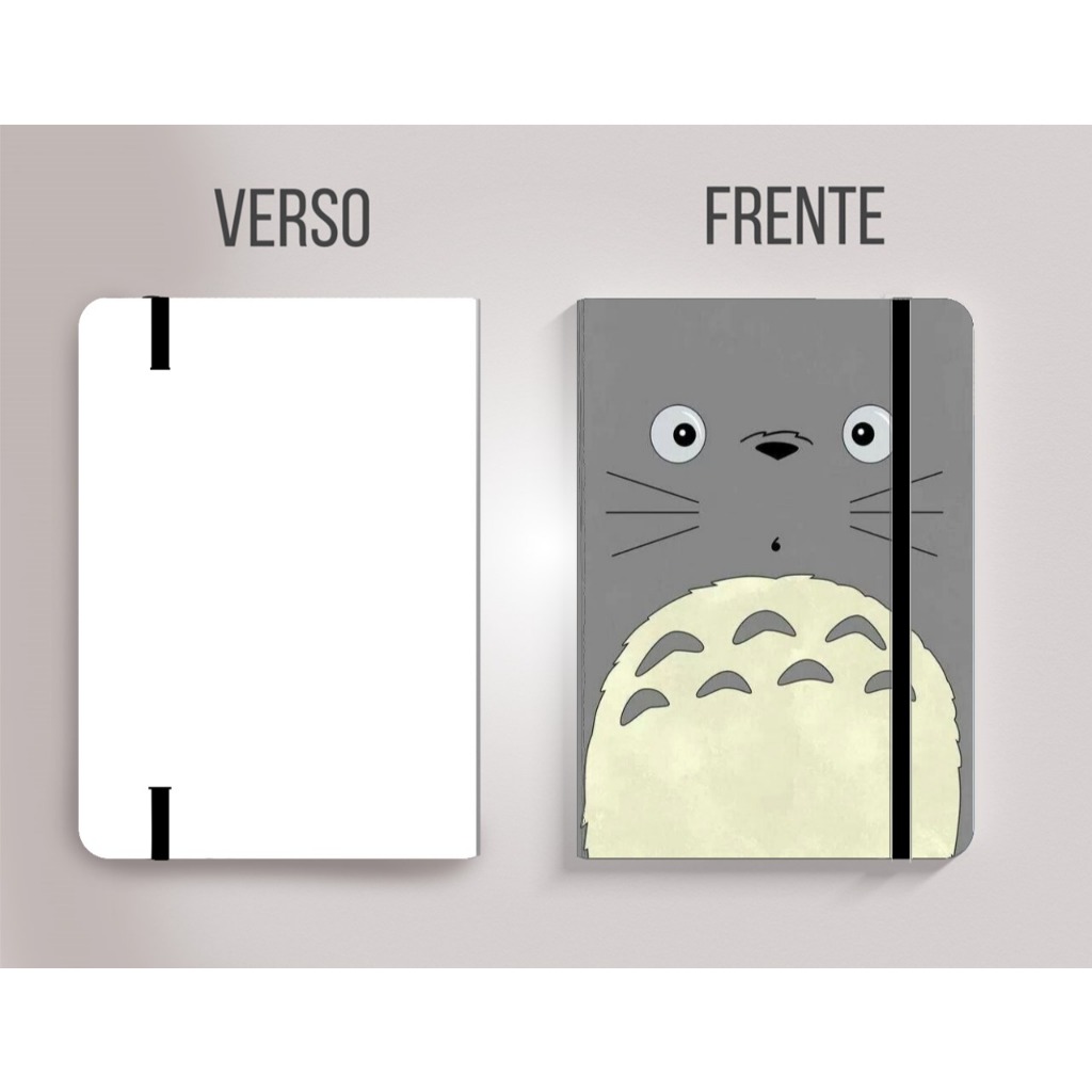 Caderno Capa dura estilo moleskine 21X14cm tema Totoro com elástico ...