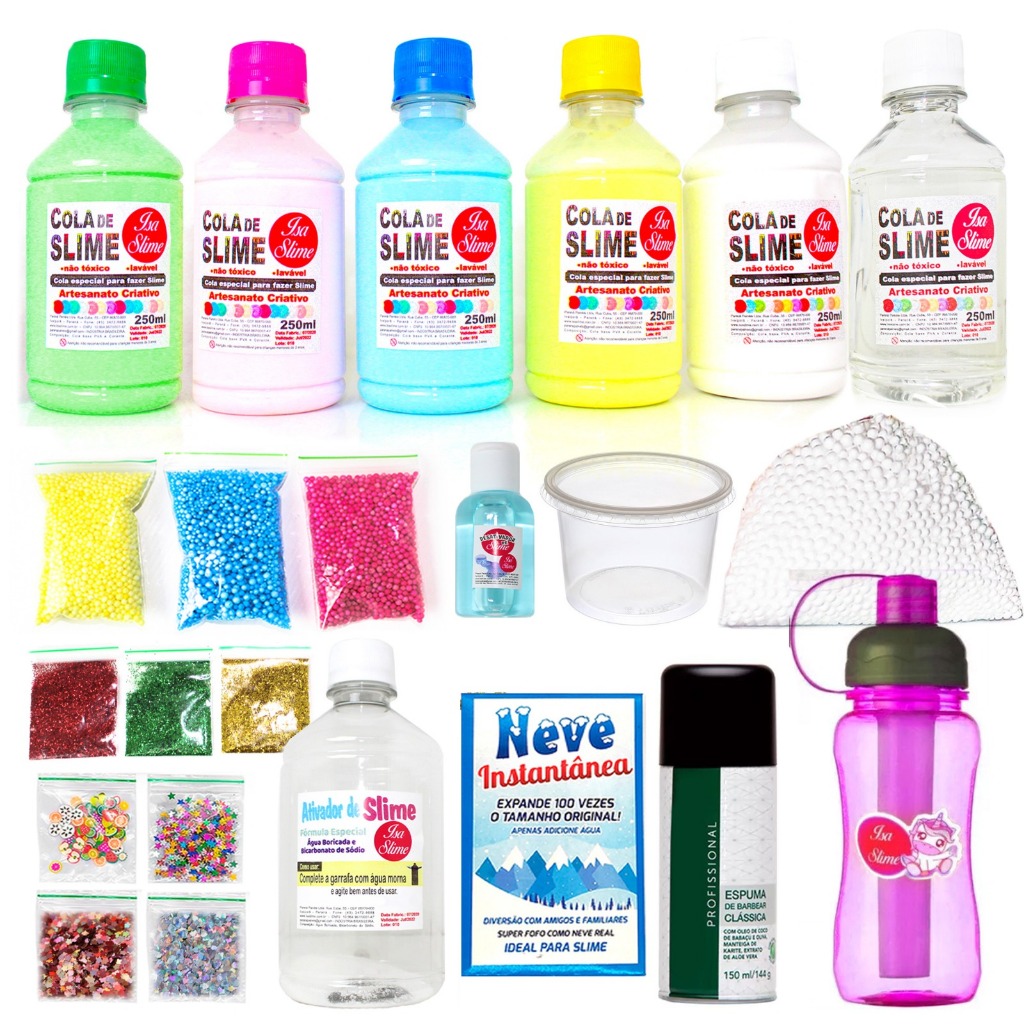 Kit Para Fazer Slime Isa Slime Brindes a Escolha | Shopee Brasil