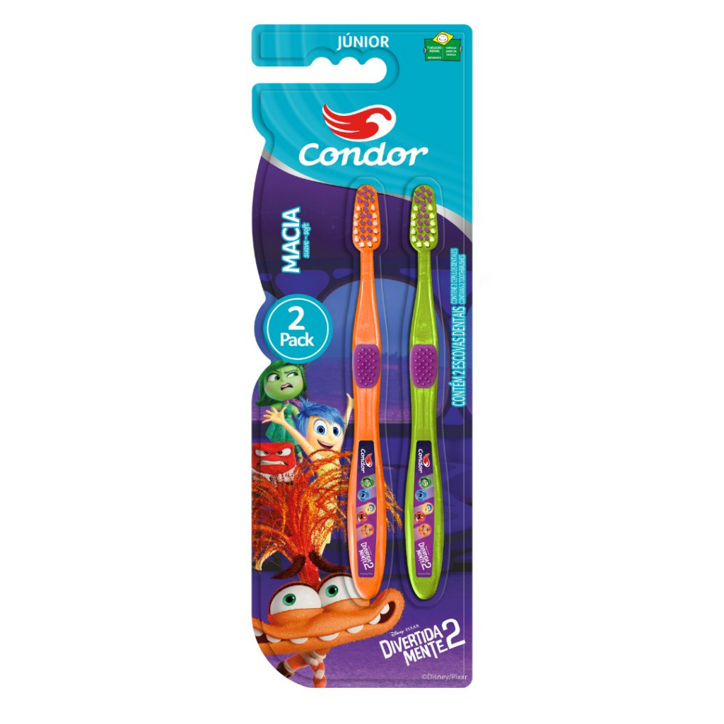 Escova De Dente Divertidamente Condor Infantil Kit C/2 Unidades Higiene ...