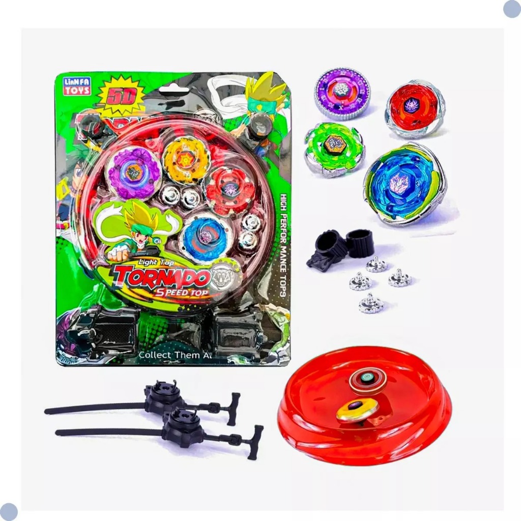 Kit 2 Beyblade Metal Blay Blade 5d Tornado 2 Com Led Novidad | Shopee ...