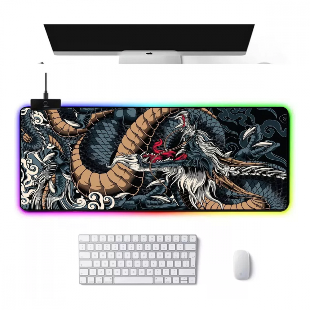 Mouse Pad Gamer Extra Grande 80x30cm Dragão Azul LED RGB | Shopee Brasil