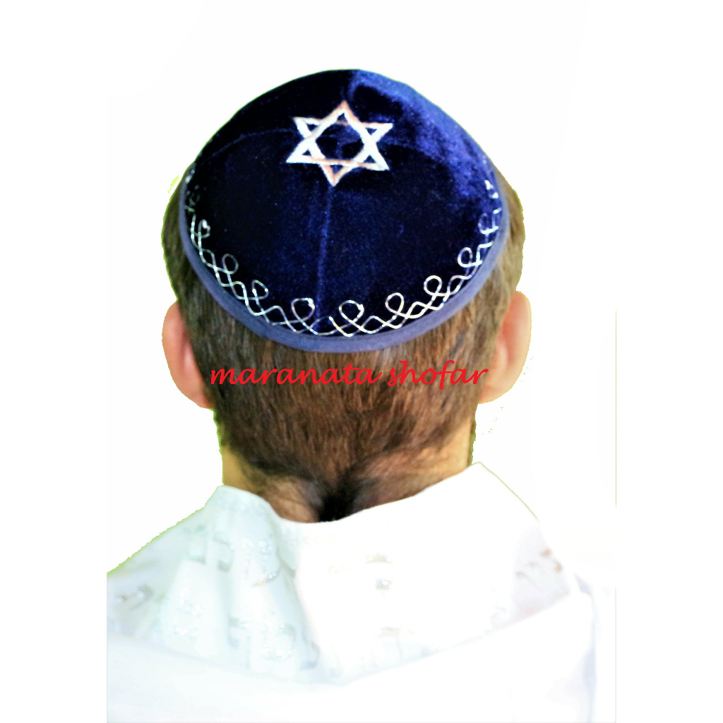 Kipa Judaico Veludo Estrela De Davi Azul /original De Israel | Shopee ...