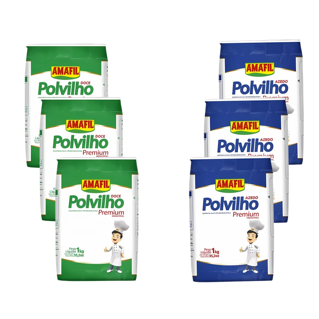 Kit 3 Polvilho Mandioca Premium Industrial Farinha 1kg Amafil | Shopee ...