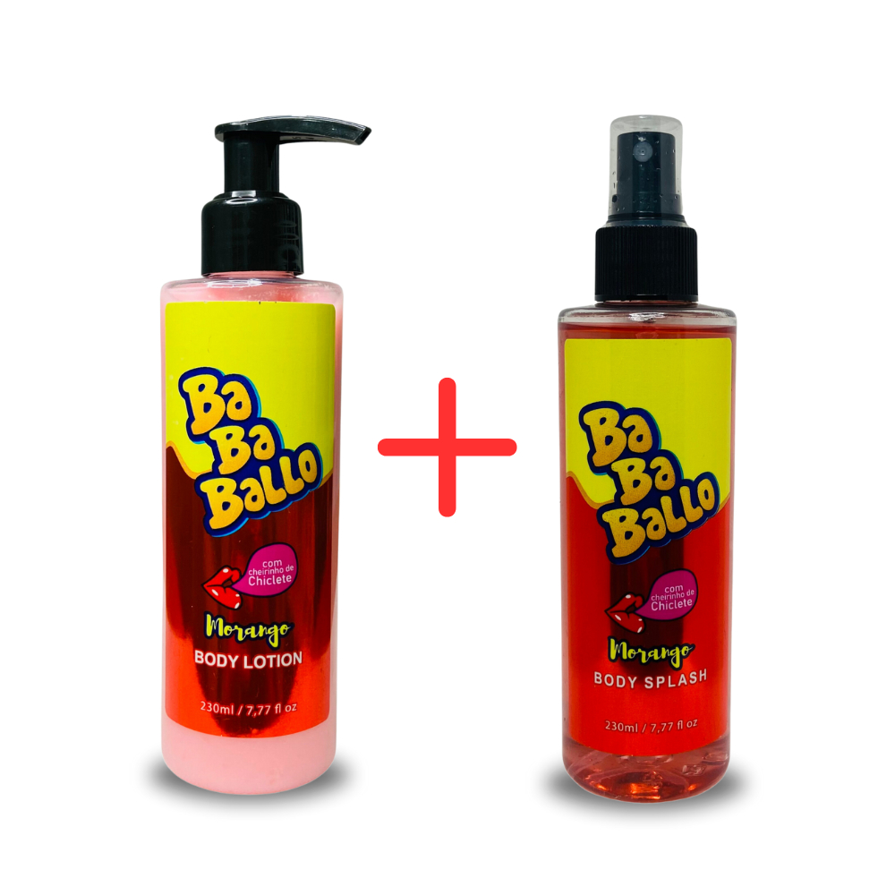Kit Body Lotion + Body Splash Baballoo de Morango 230ml | Shopee Brasil
