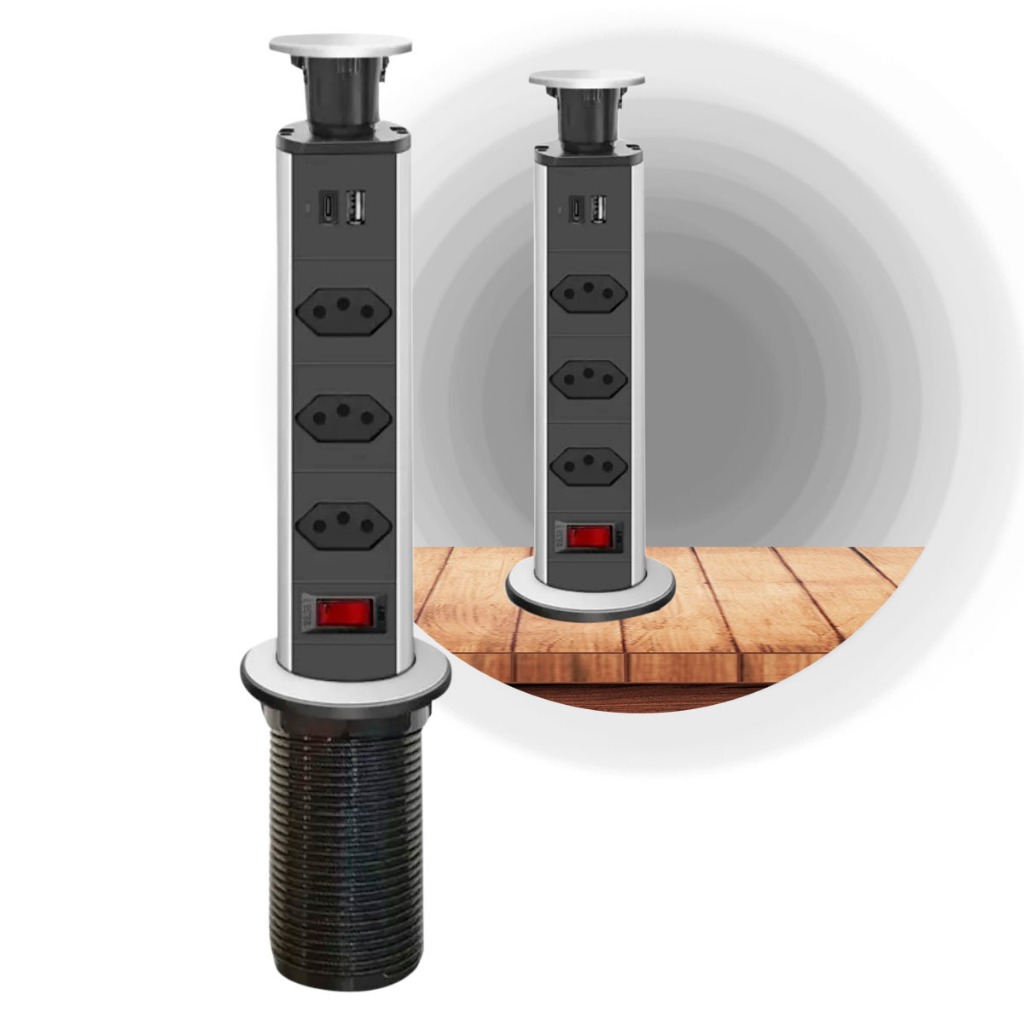 Torre De Tomada Multiplug Usb + Usb C Embutir Mesa Bancada | Shopee Brasil