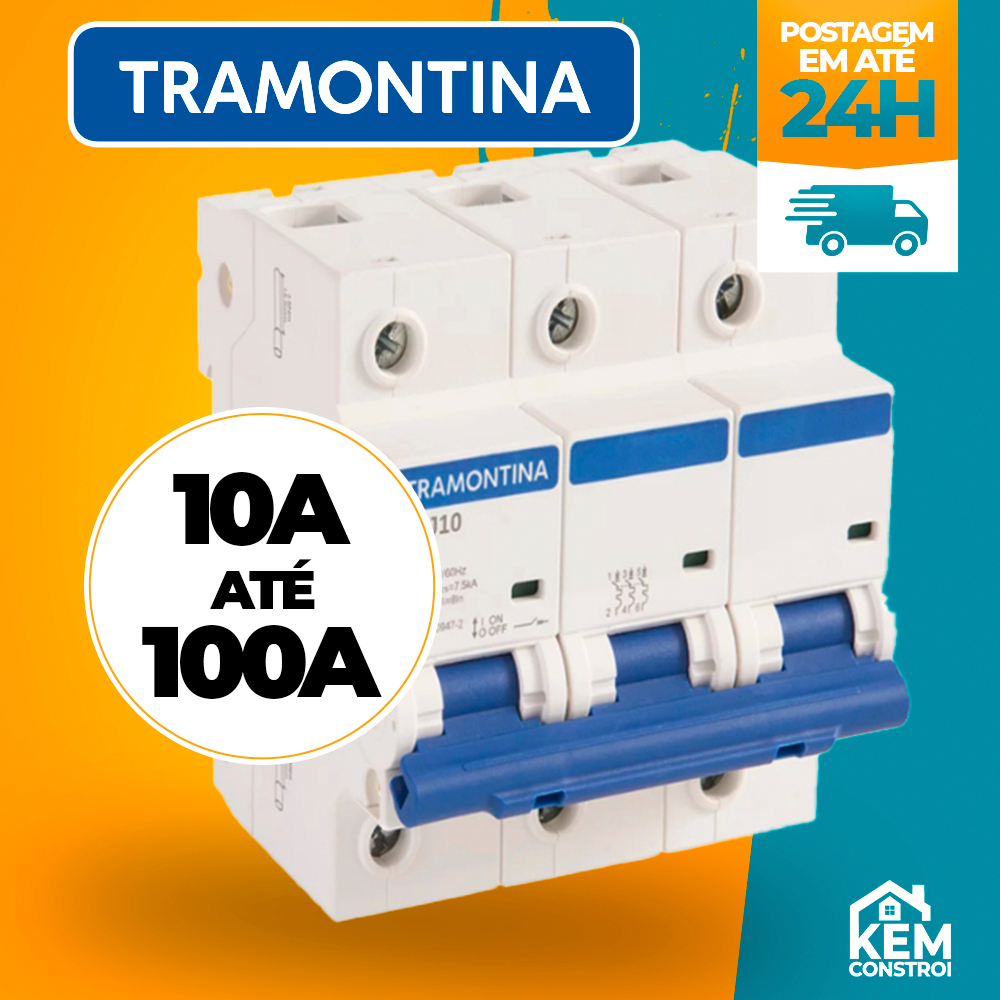 Disjuntor Tripolar Tramontina de 10A a 100A Din Curva C | Shopee Brasil