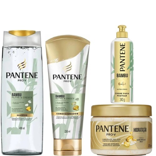 KIT PANTENE BAMBU SH 400ML+COND 250ML+ CREME PARA PENTEAR 240G+MASCARA ...