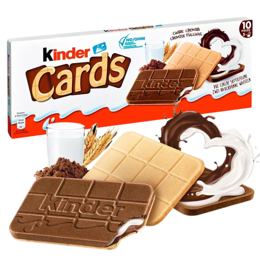 Kinder Cards Biscoito Recheado Chocolate E Leite Importado | Shopee Brasil
