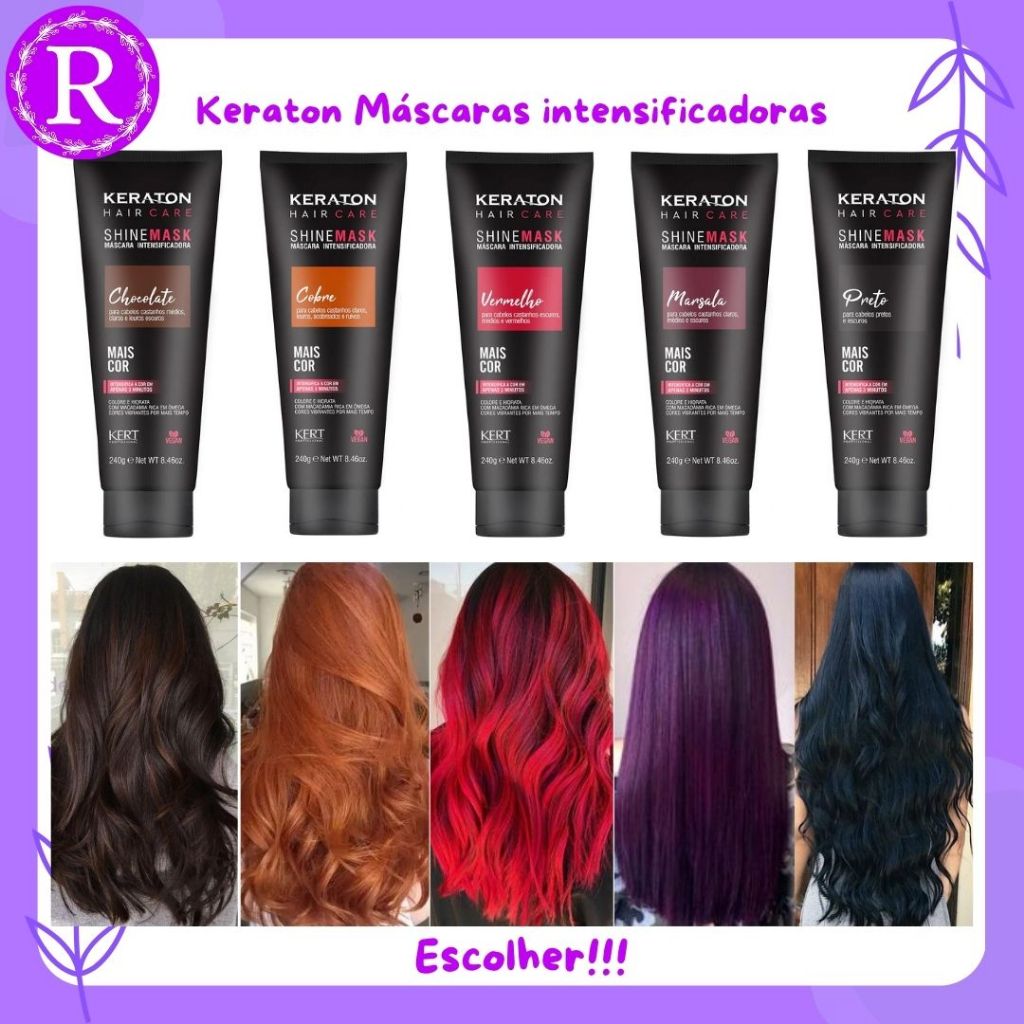 Keraton Shine Mask 240g Escolher!!! Chocolate, Cobre, Vermelho, Marsala ...