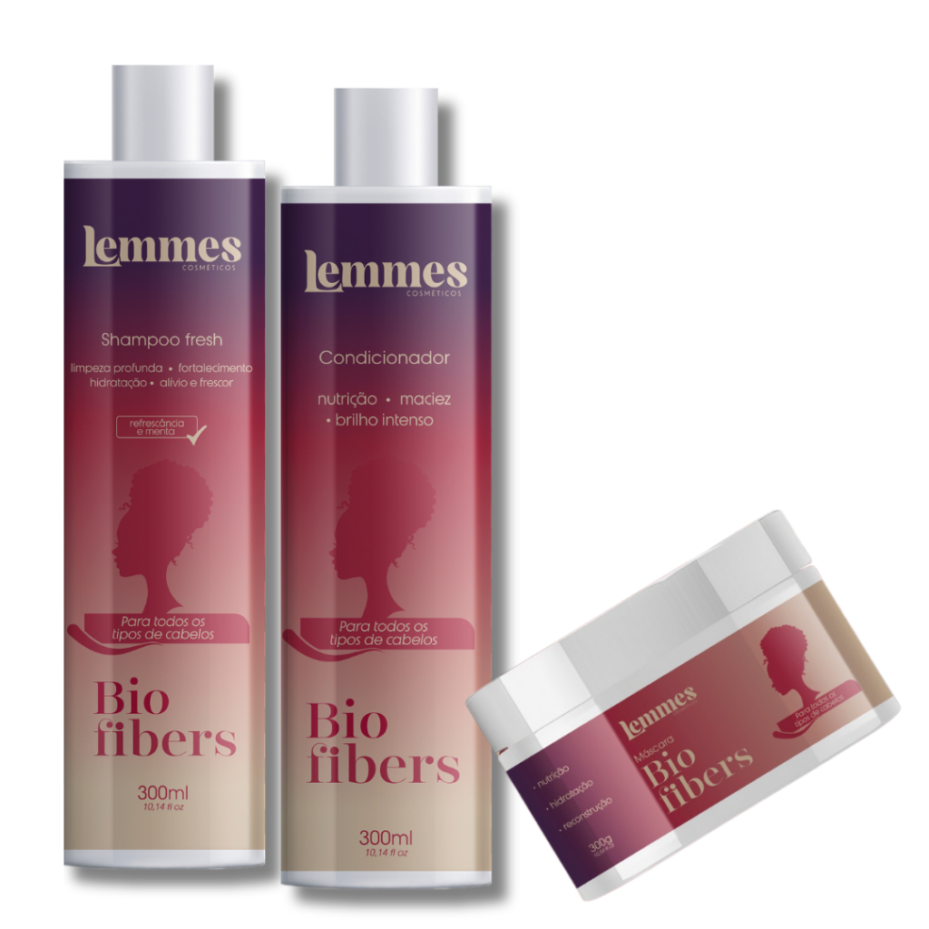 Kit Cuidados com sua Fio Fibra Bio Shampoo Bio Condicionador e Bio ...
