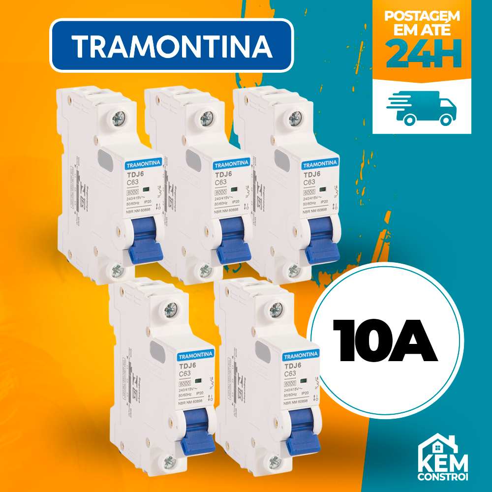 Disjuntor Tramontina Din Unipolar de Curva C 10 Amperes | Shopee Brasil