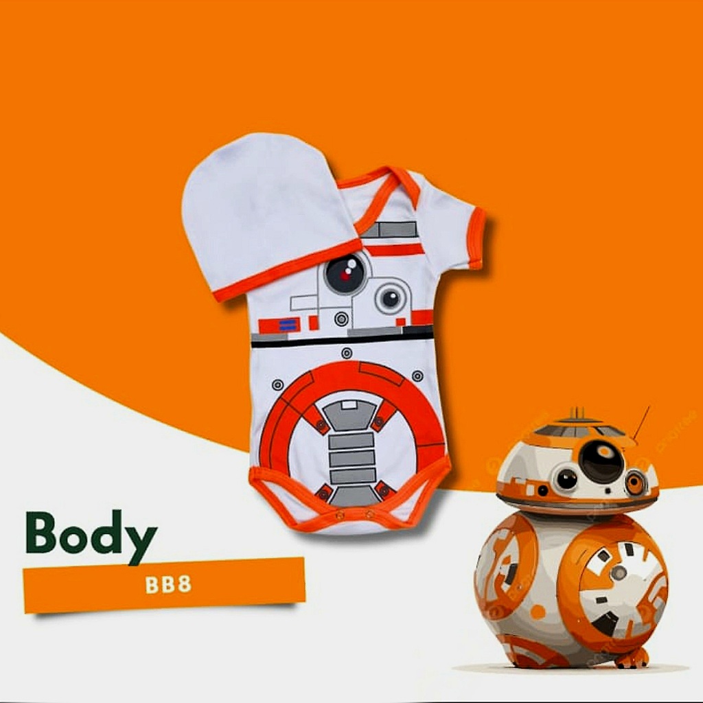 Body Temático BB8 star wars,bebê,mesversário, festa ou evento | Shopee ...