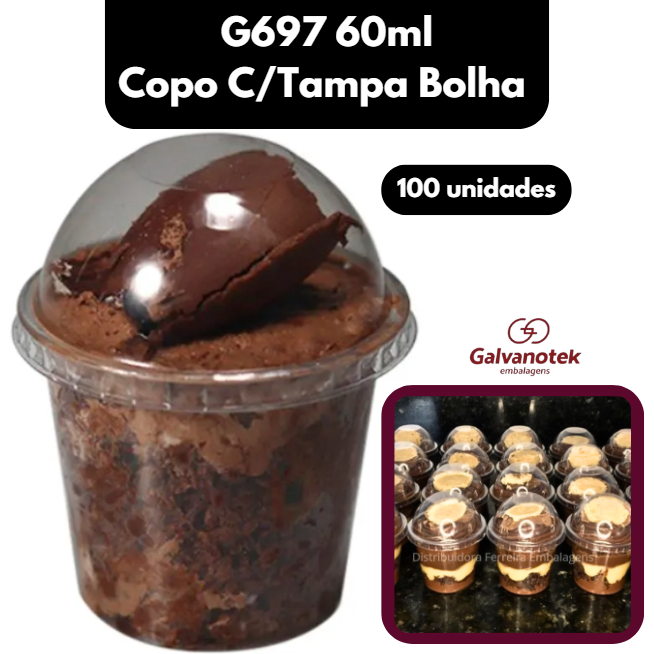 100 un Mini Copo / Pote com Tampa Bolha 60ml - G697 Galvanotek Copo Tampa Bolha | Shopee Brasil