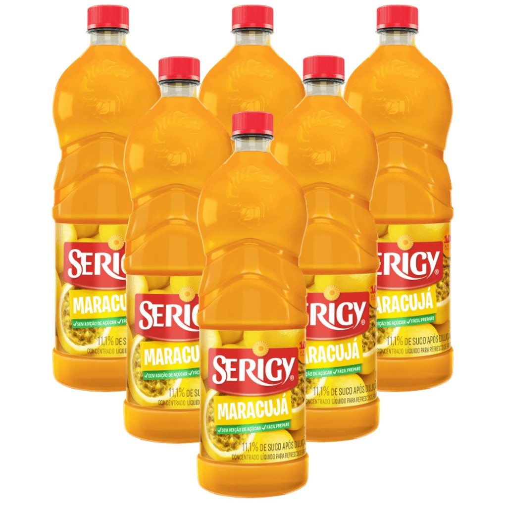 Suco Concentrado Maracujá Serigy 500ml - kit c/ 6 unds | Shopee Brasil