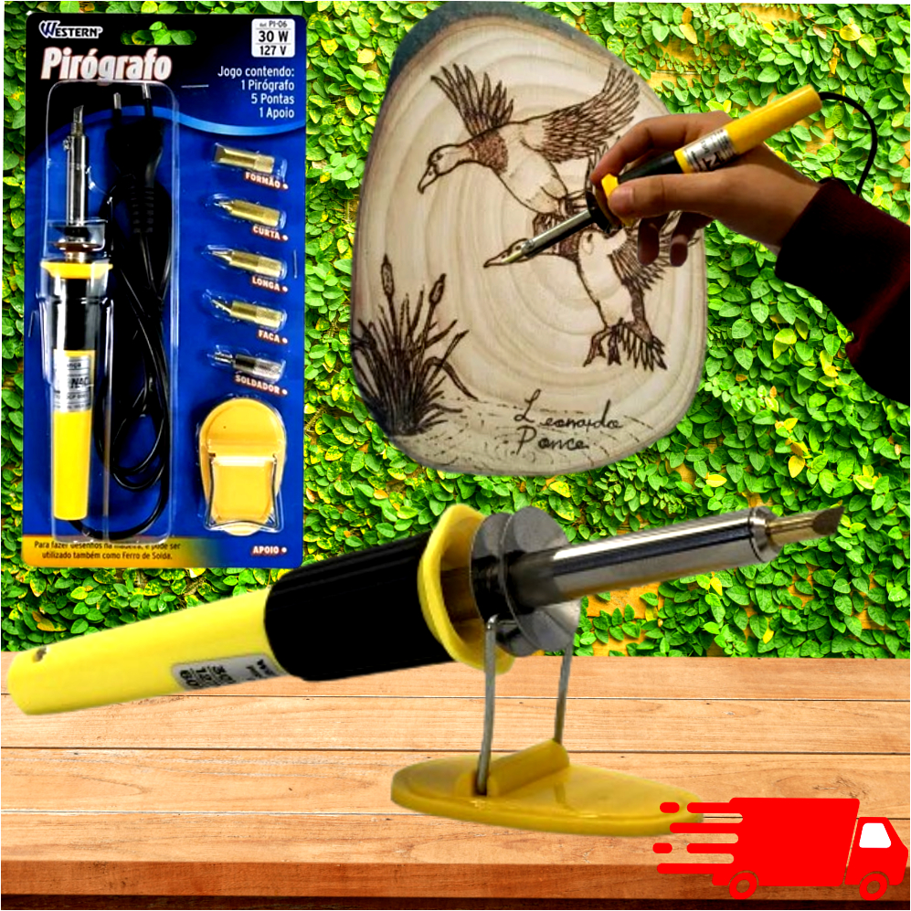 Pirógrafo 2 em 1 Gravador e Ferro de Solda 30W 127V Madeira, Couro ...