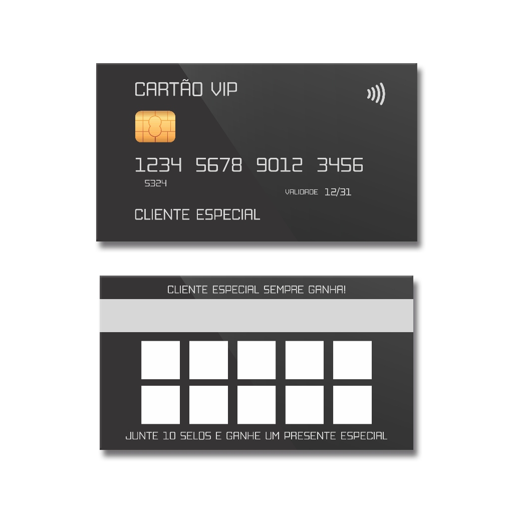 Cartão Fidelidade Cliente Vip Cartão de Crédito Premium 9x5 cm + 100 ...
