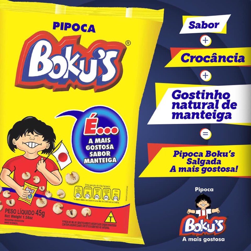 PIPOCA BOKUS SALGADA 45G - PACOTE COM 10 UNIDADES BOKU'S | Shopee Brasil