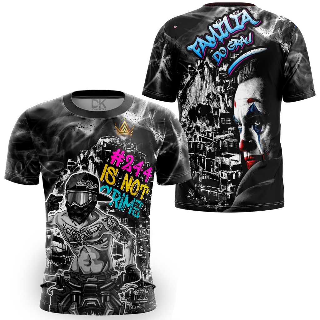 Camisa Camiseta de quebrada 244 not is crime familia do grau 244 não é crime | Shopee Brasil
