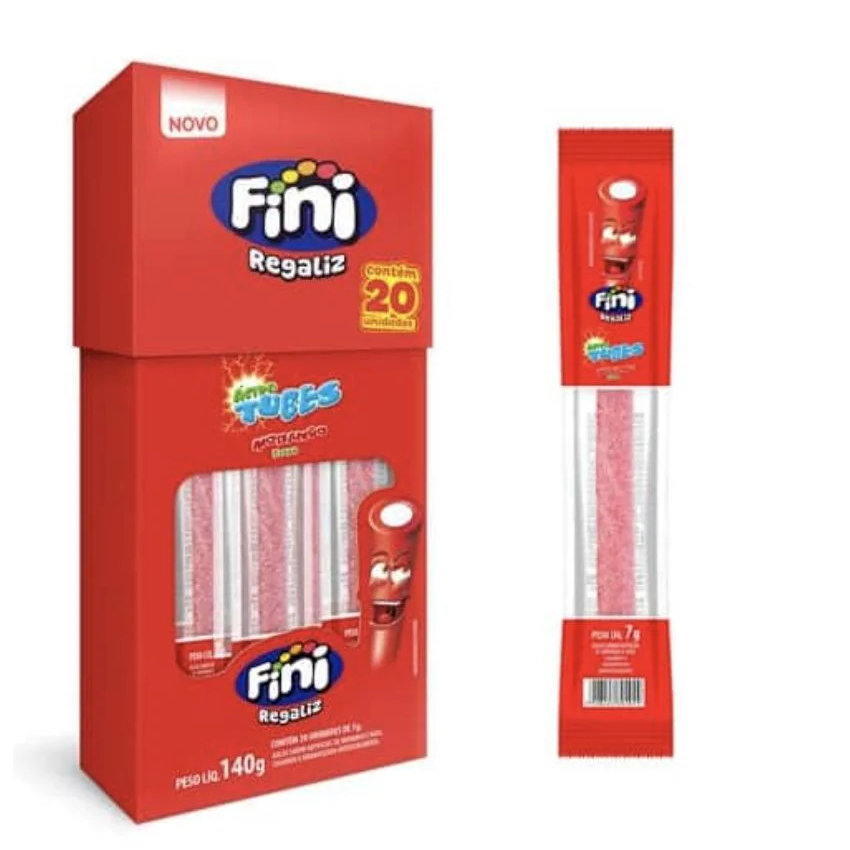 Mini Fini Tubes Morango Ácido 07Gr Display Com 20 Unidades | Shopee Brasil