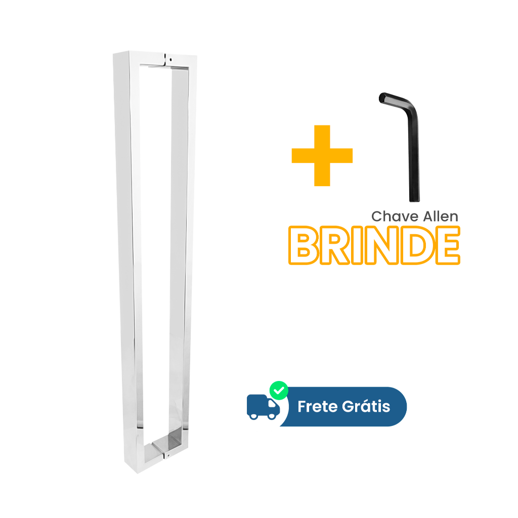 Puxador de Portas 20cm Inox Resistente Retangular Ideal Para Madeira e ...