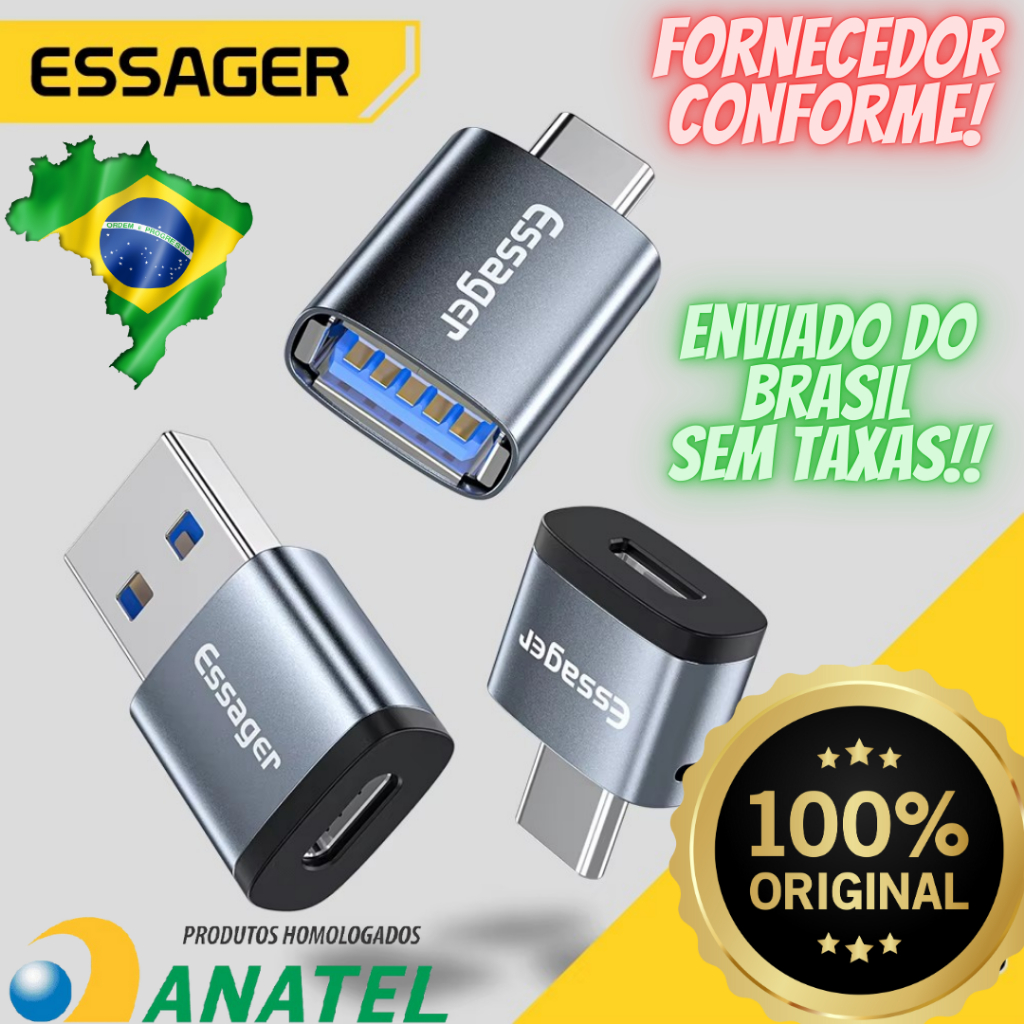 Adaptador entrada USB tipo C/tipo USB A ORIGINAL ESSAGER para cabo ...