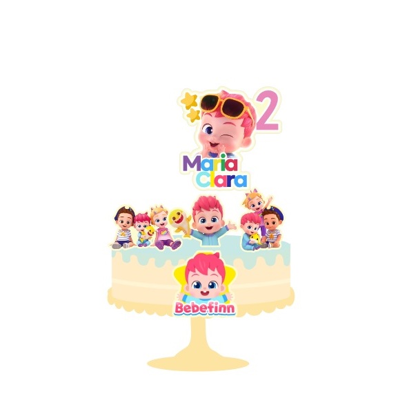 Topo Topper de Bolo Aniversário - Tema BEBEFINN | Shopee Brasil