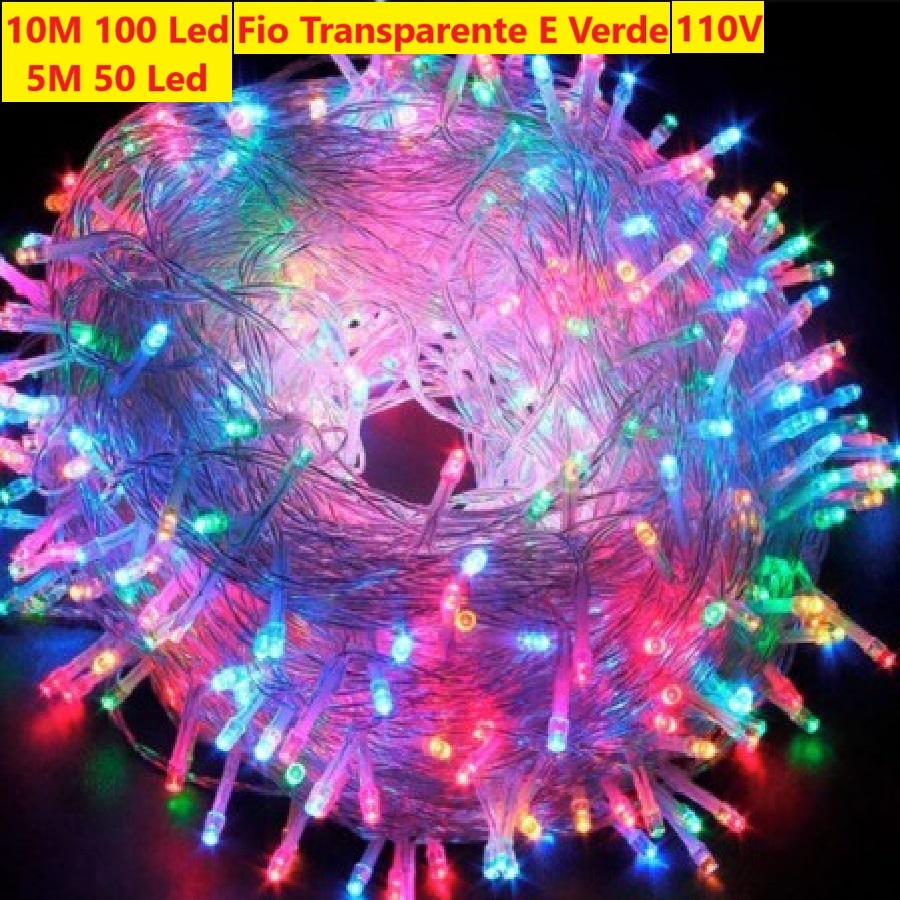 OFERTA Pisca Pisca 110V 100 Leds 10M ou 50 Leds 5M Luz Árvore Natal ...