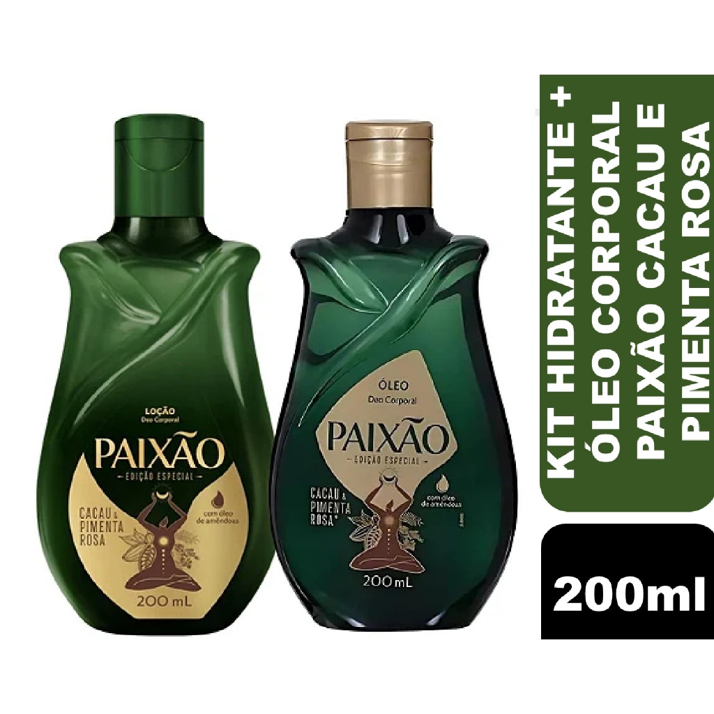 Kit Paixão Cacau e Pimenta (Loção Hidratante 200ml+ Óleo Corporal 200ml ...