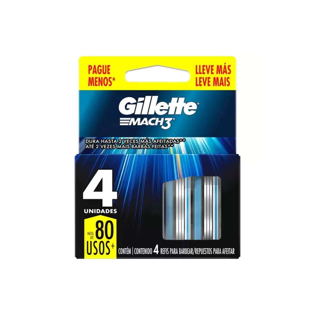 Gillette Mach 3 Refil De Lâminas 4 unidades | Shopee Brasil