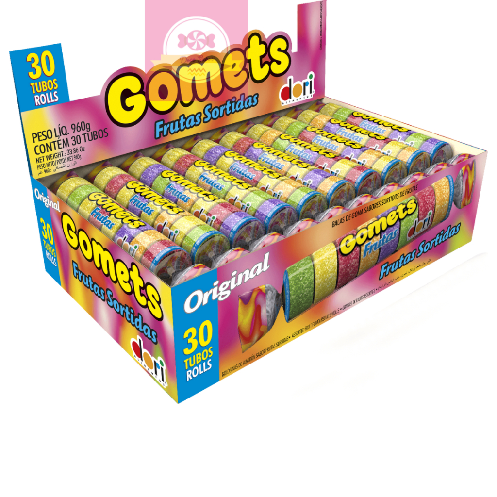 Bala de Goma Gomets Dori Frutas Tubo pacote de balas jujuba sabores ...