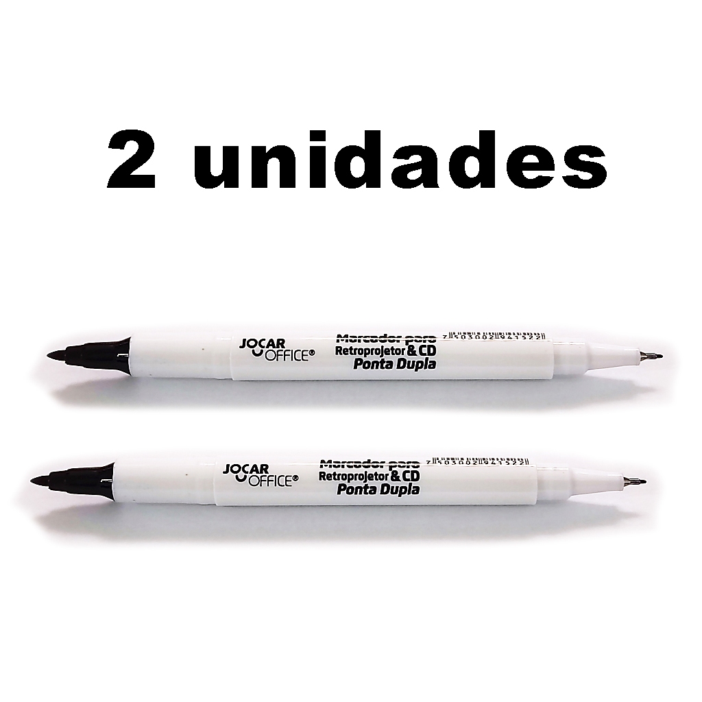Kit 2 Marcador Permanente Retroprojetor Cd Dvd Ponta Dupla Preto | Shopee Brasil